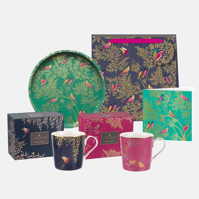 Sara Miller London Luxury Chelsea Collection Mugs & Tray Gifting Bundle